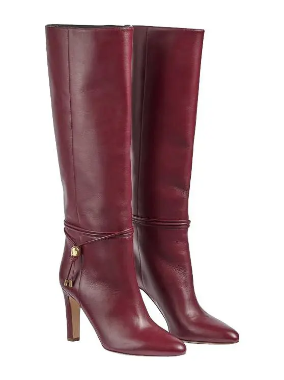 LK BENNETT Loretta Knee High Boots - Burgundy