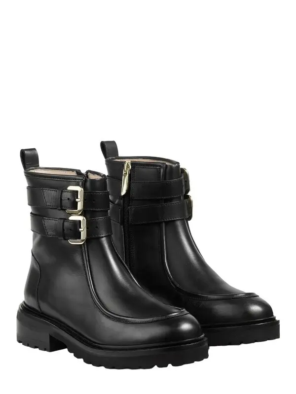 LK BENNETT Bennie Belted Leather Booties - Black