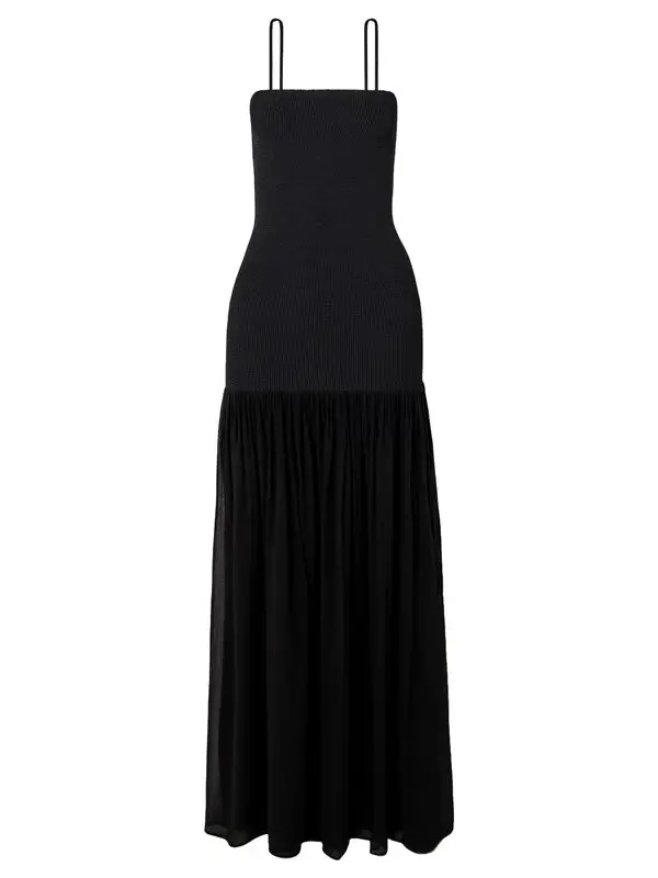 Hunza G Hybrid Original Crinkle And Georgette Maxi Dress - Black