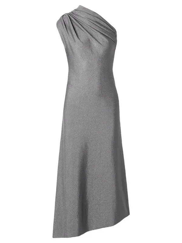 Khaite Coast Asymmetric One-shoulder Lurex Dress - Silver