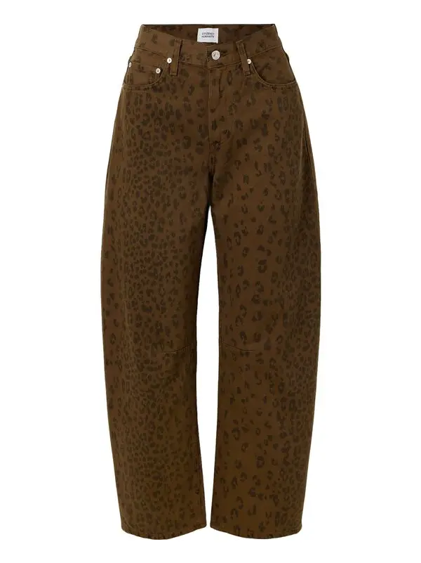 Citizens Of Humanity Miro Long Leopard-print Barrel-leg Jeans - Brown