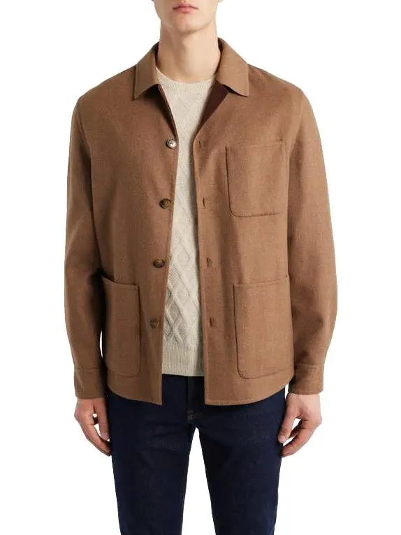 Canali Hand Sewn Wool Blend Overshirt - Brown