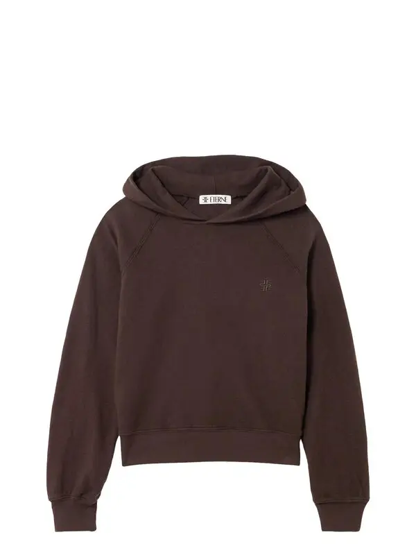 Eterne Sonny Relaxed Fit Embroidered Hoodie - Brown