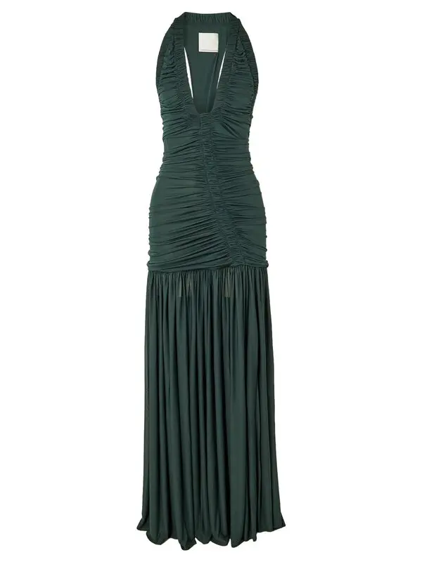 Christopher Esber Orion Open-back Ruched Jersey Gown - Black