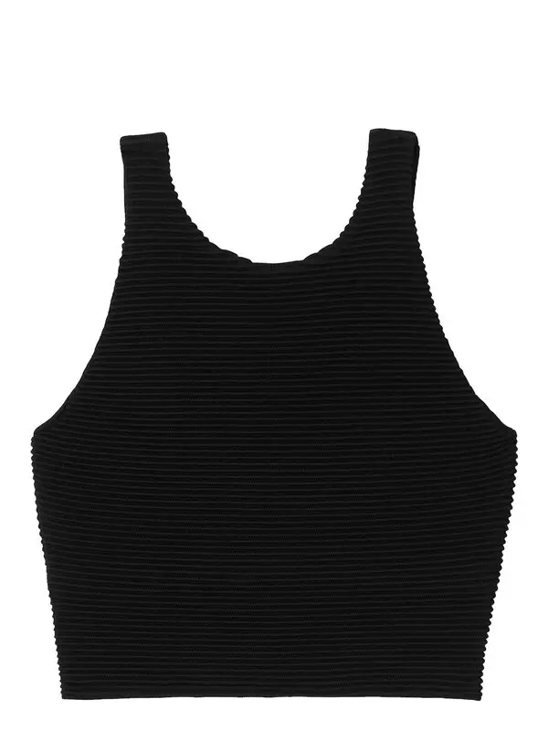 Aje Agave Ribbed-knit Cropped Top - Black