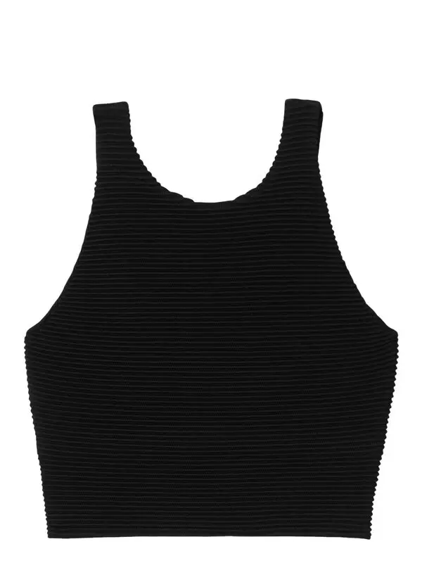 Aje Agave Ribbed-knit Cropped Top - Black
