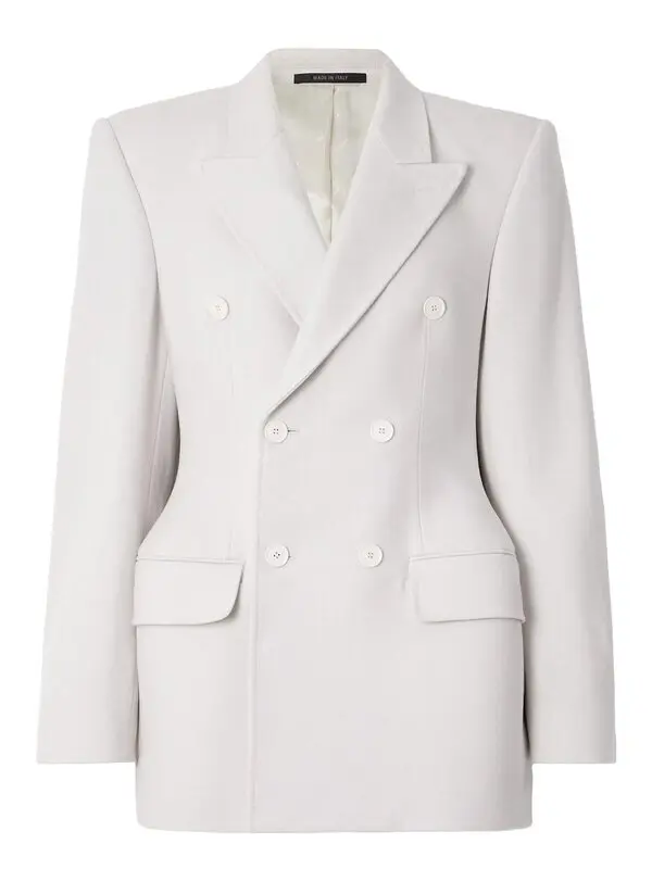 Balenciaga Hourglass Double-breasted Cashmere Blazer - Cream