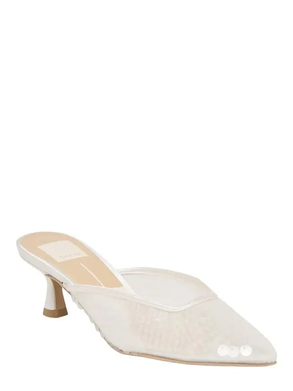 Dolce Vita Cleo Shimmer Kitten Heel Mule - Ivory Sequin