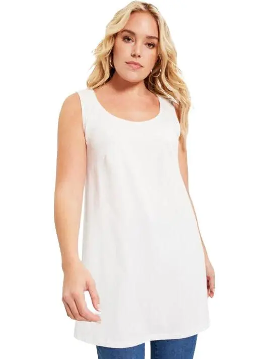 JUNE + VIE Scoopneck Tunic Tank - White