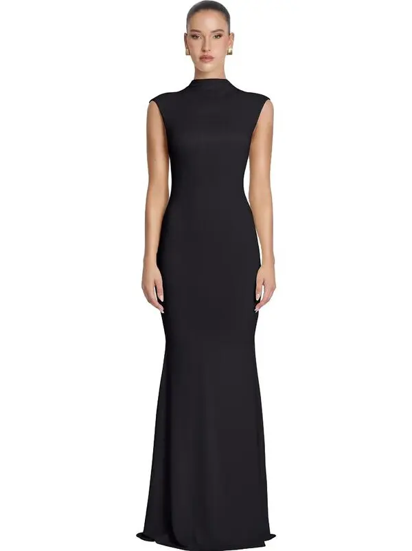 LEAU Como Cap-sleeve Maxi Dress - Black
