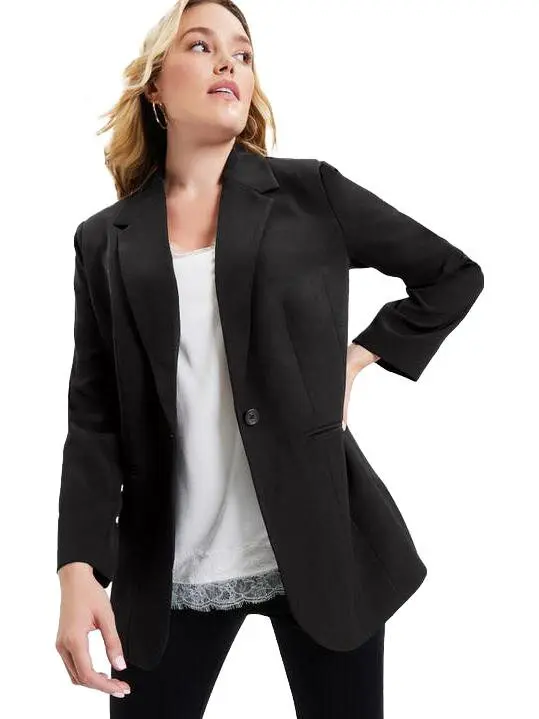 JUNE + VIE Classic Relaxed Fit Blazer - Black