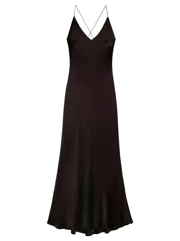 ANINE BING Laurel Criss-cross Slip Maxi Dress - Brown
