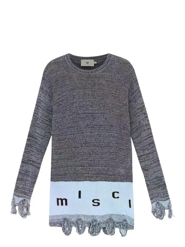 MISCI Knitted Sweater With Fringed Detail - Grey