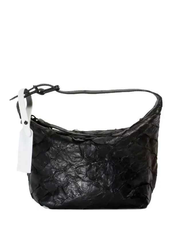 OSKLEN Crumpled Leather Shoulder Bag - Black