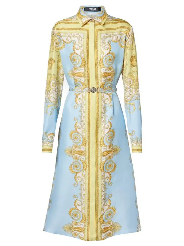 Versace Barocco Silk Twill Midi Dress - Multicoloured
