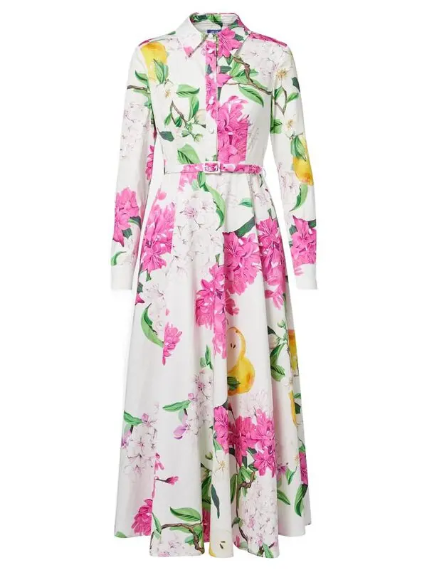 LEO LIN Zara Belted Floral Print Cotton Midi Dress - Multicoloured
