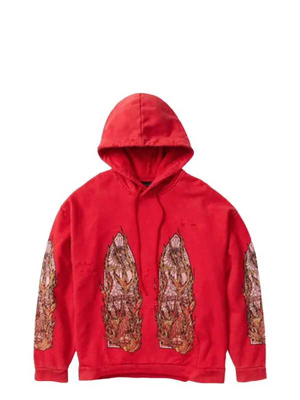 WHO DECIDES WAR BY EV BRAVADO Flame Glass Hooded Pullover - Red