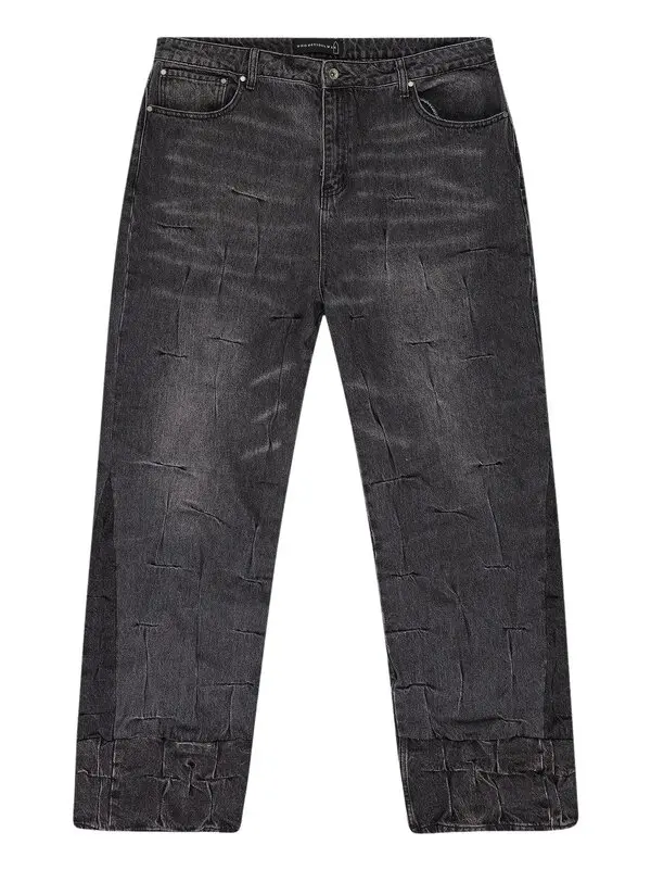 WHO DECIDES WAR BY EV BRAVADO Gathered Straight-fit Jeans - Black