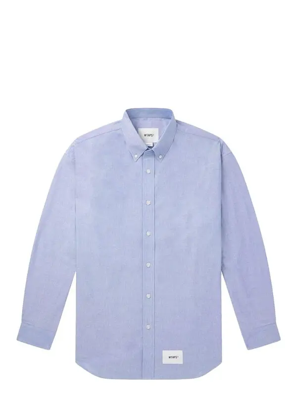 WTAPS Button Down-collar Logo-appliquéd Coolmax® Shirt - Blue