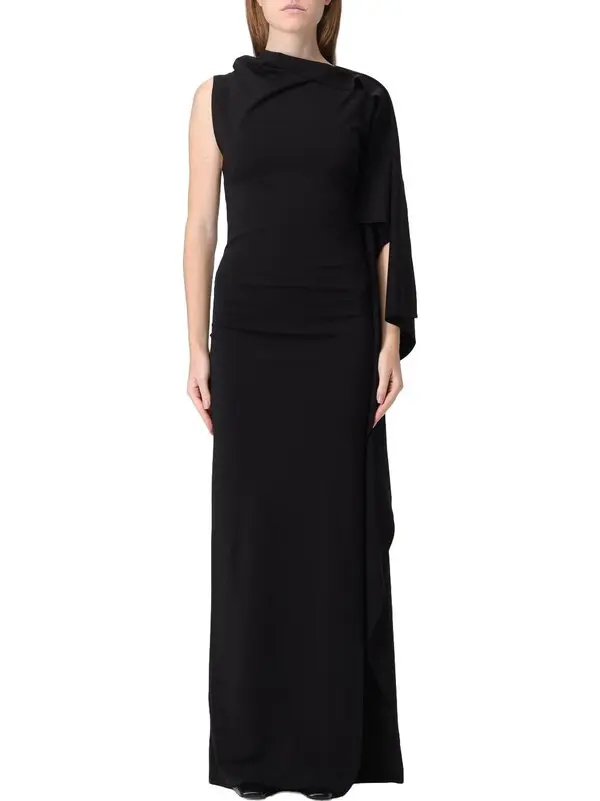 Sportmax Asymmetrical Draped Gown - Black