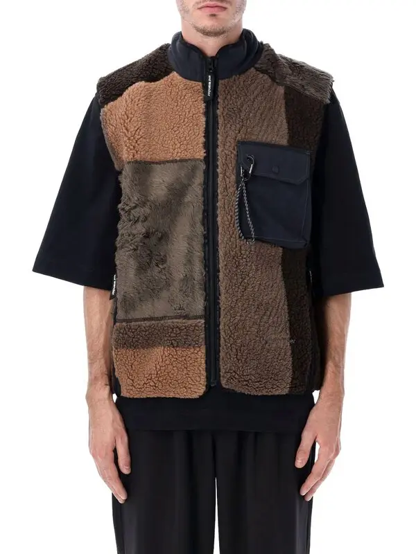 AND WANDER Patchwork Fleece Jacket - Brown