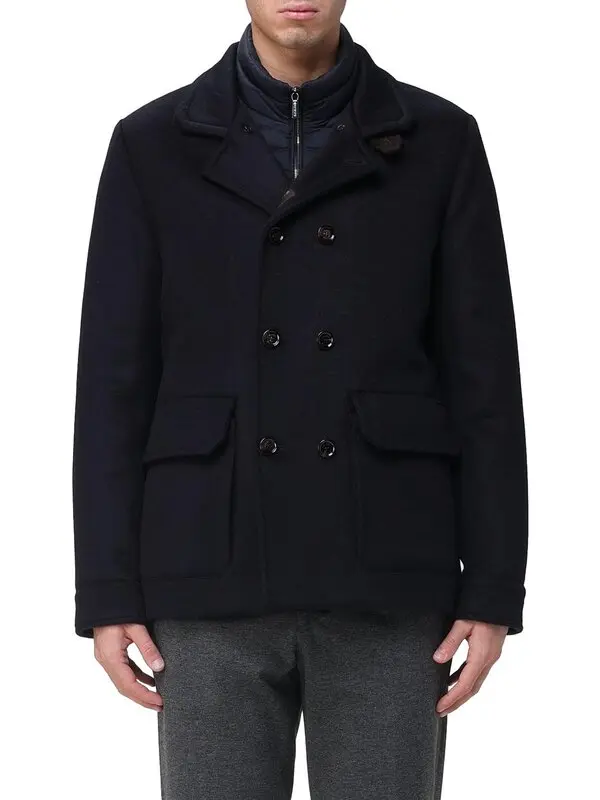 MOORER Double Breasted Coat - Blue