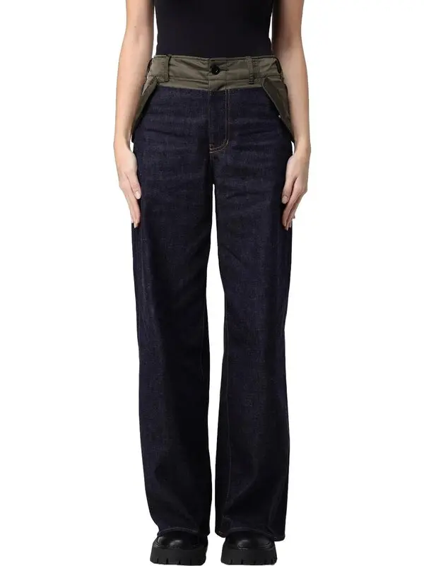 Sacai Dark Wash Wide Leg Jeans - Blue