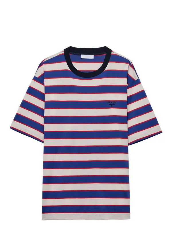 Prada Cotton T-shirt - Chalk White/royal Blue