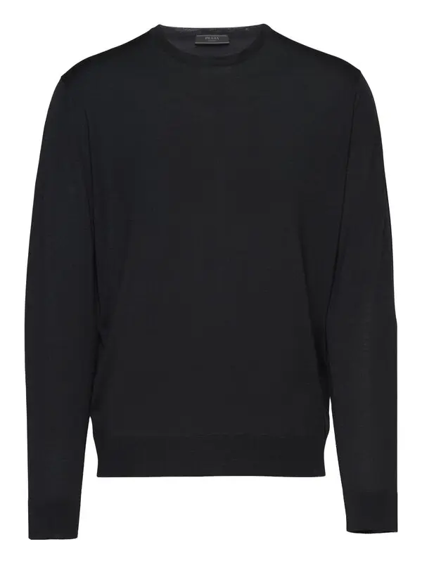 Prada Superfine Wool Crew-neck Sweater - Black