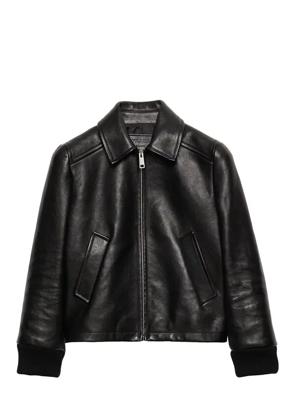 Prada Leather Blouson Jacket - Black