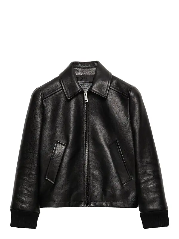 Prada Leather Blouson Jacket - Black