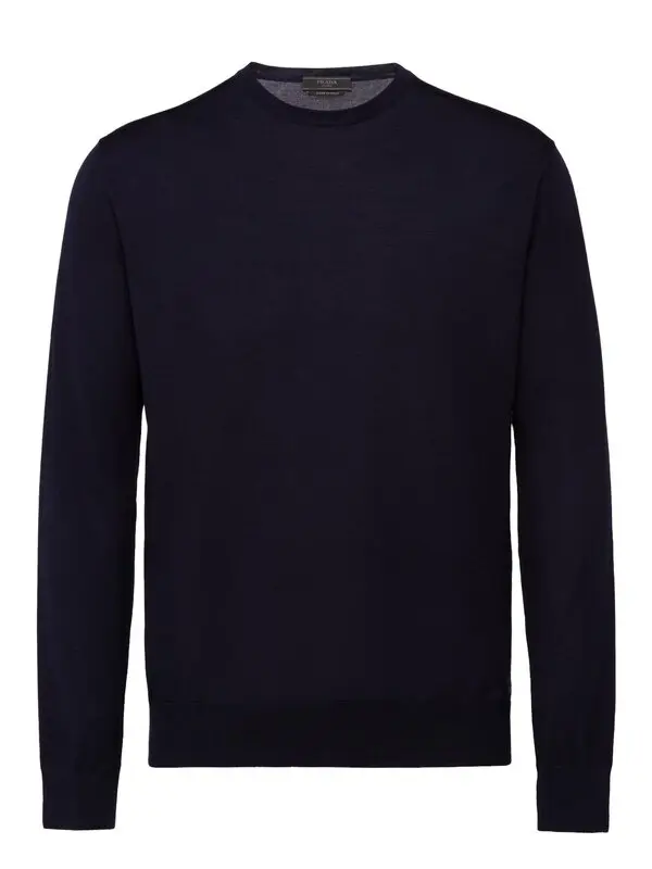 Prada Superfine Wool Crew-neck Sweater - Blue