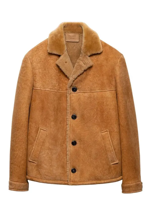 Prada Shearling Caban Jacket - Caramel