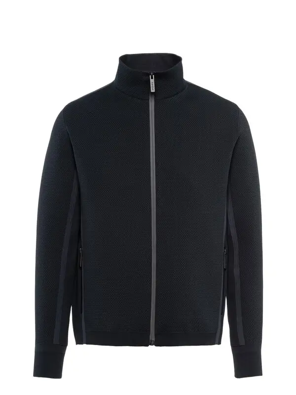 Prada Techno Knit Zip-up Sweatshirt - Black