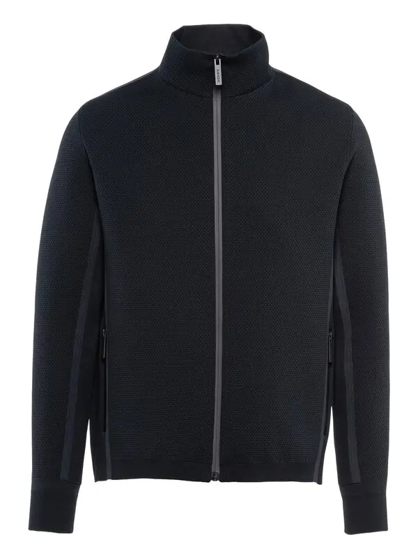 Prada Techno Knit Zip-up Sweatshirt - Black