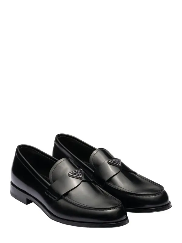 Prada Brushed Leather Loafers - Black