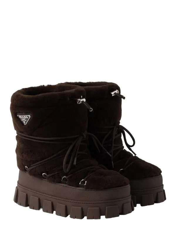 Prada Shearling Après Ski Booties - Brown
