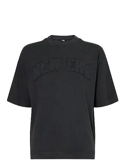 New Era Logo-embroidered Washed Cotton T-shirt - Black