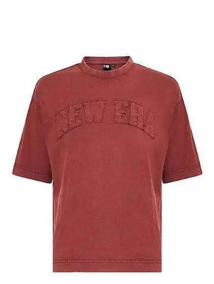 New Era Logo-embroidered Washed Cotton T-shirt - Burgundy