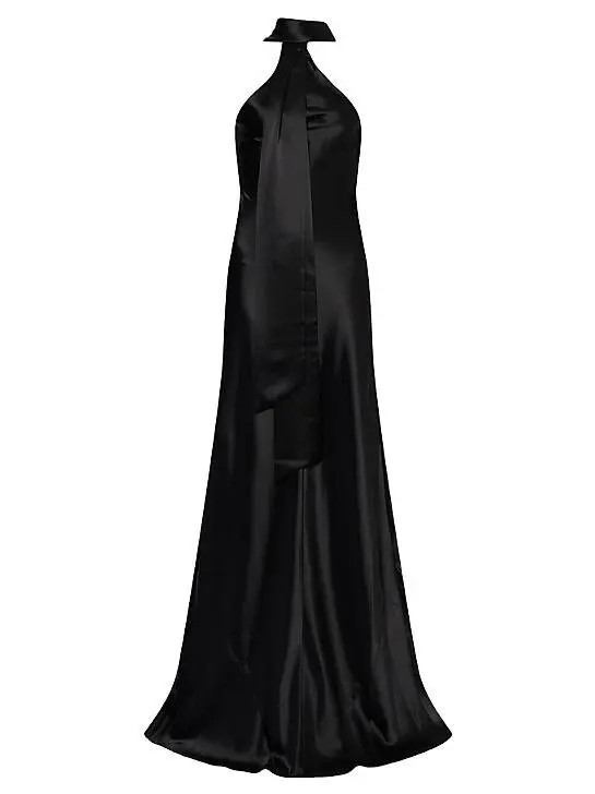 Galvan Pandora Satin Gown - Black