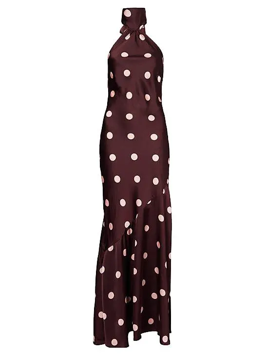 AMY LYNN Polka-dot Woven Maxi Dress - Burgundy