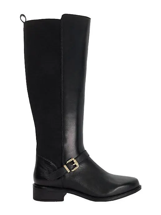 DUNE Leather Knee-high Riding Boots - Black Leather