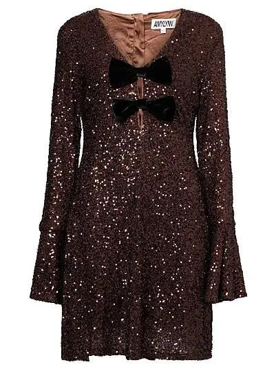 AMY LYNN Sequin Embellished Woven Mini Dress - Brown
