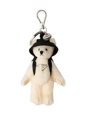 Prada Teddy Cotton And Mohair-blend Bag Charm - White