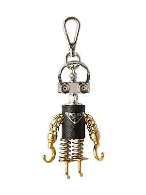 Prada Robot Saffiano Leather Bag Charm - Gold/silver