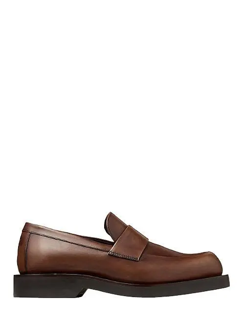 JIMMY CHOO Burnished Leather Loafers - Mocha