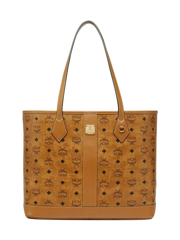 Mcm Liz Shopper In Visetos - Cognac