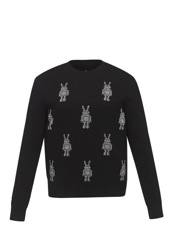Mcm Rabot Graphic Wool Jacquard Sweater - Black