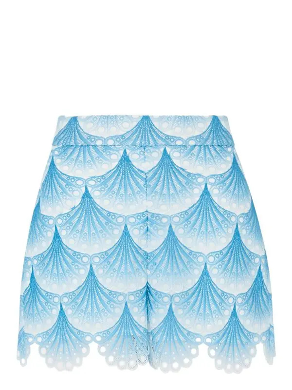 MILLY Bubble Wave Lace Shorts - Blue/white