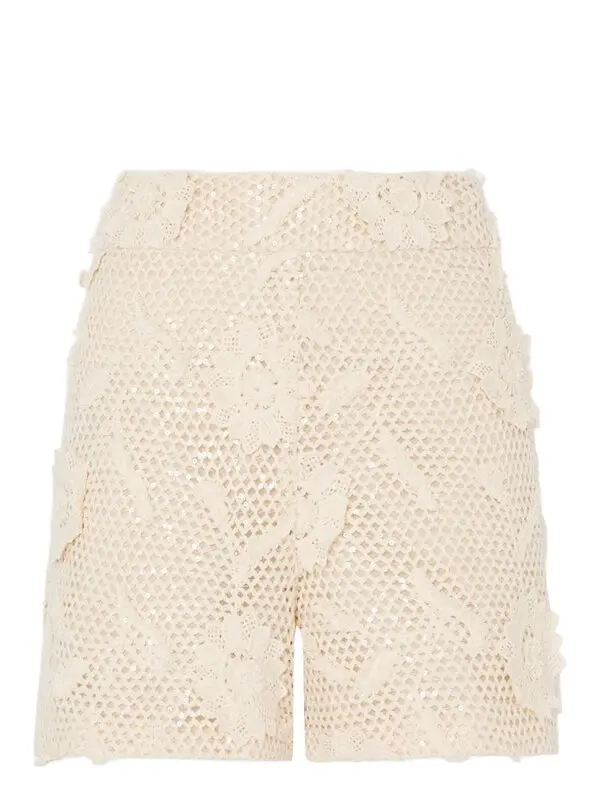MILLY Sequin Crochet High Rise Short - White